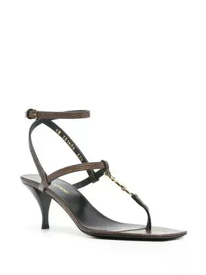 Saint Laurent Cassandra 60mm Leather Sandals - Brown