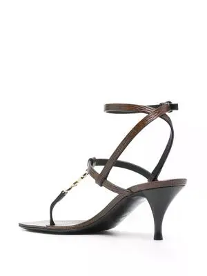 Saint Laurent Cassandra 60mm Leather Sandals - Brown