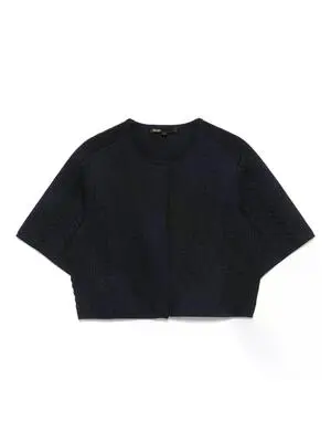 Maje Cropped Pointelle Knit Cardigan