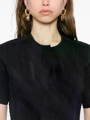 Maje Cropped Pointelle Knit Cardigan