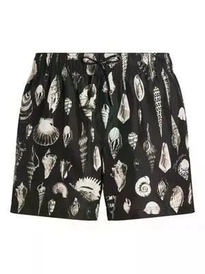 Dolce & Gabbana Shell-print Swim Shorts - Black
