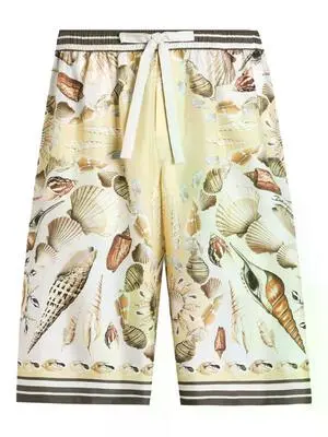 Dolce & Gabbana Silk Printed Bermuda Shorts - Neutrals