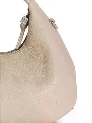 GANNI Mini Grained Leather Tote Bag With Butterfly Logo - Neutrals