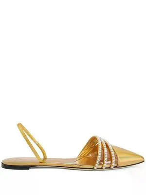 GIUSEPPE ZANOTTI Claráilie Rhinestone Embellished Flat Pumps - Gold
