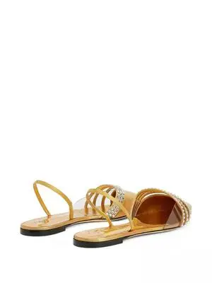 GIUSEPPE ZANOTTI Claráilie Rhinestone Embellished Flat Pumps - Gold