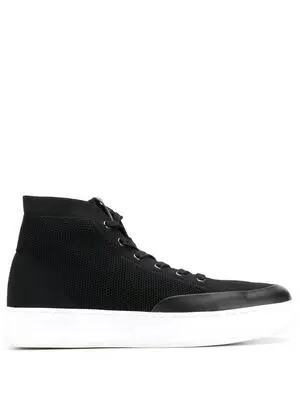 TOD'S Mesh And Leather High-top Sneakers - Black