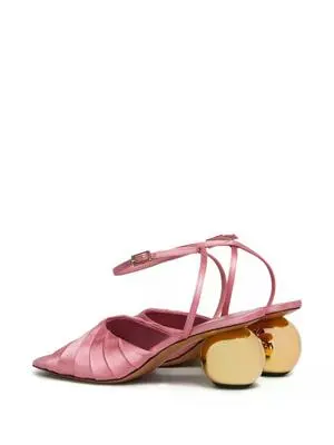 Marni 70mm Satin Sandals With Spherical Jewel Heel - Pink