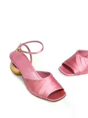Marni 70mm Satin Sandals With Spherical Jewel Heel - Pink