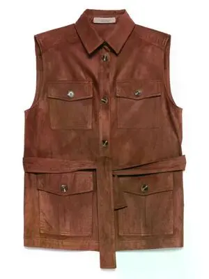 D.exterior Button-up Gilet With Belt