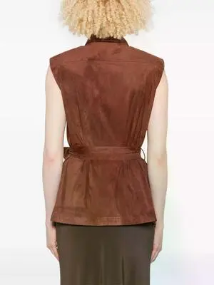 D.exterior Button-up Gilet With Belt