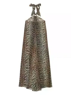 GANNI Leopard-print Halter Dress - Neutrals