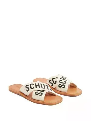Schutz Logo-print Straps Slides - Neutrals