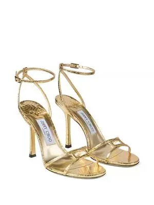 JIMMY CHOO Leo Metallic Heeled Sandals
