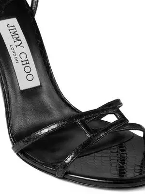 JIMMY CHOO Leather Ankle Strap Sandals - Black