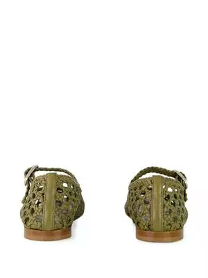 Le Monde Beryl Woven Leather Ballet Flats - Green