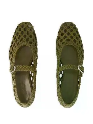 Le Monde Beryl Woven Leather Ballet Flats - Green