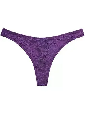 FLEUR DU MAL Le Stretch Lace Thong - Purple