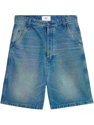 AMI Paris Alex Wide-leg Denim Shorts - Blue