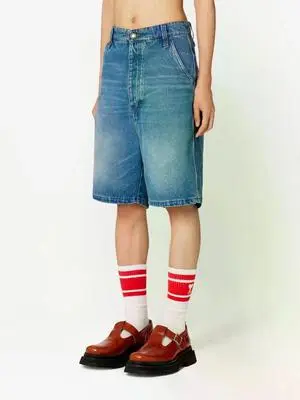 AMI Paris Alex Wide-leg Denim Shorts - Blue
