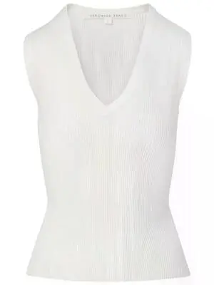 Veronica Beard Sid Ribbed-knit Top - White