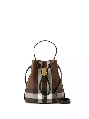Burberry Mini Check Bucket Bag - Brown