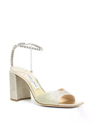 JIMMY CHOO Saeda 85mm Leather Sandals - Gold