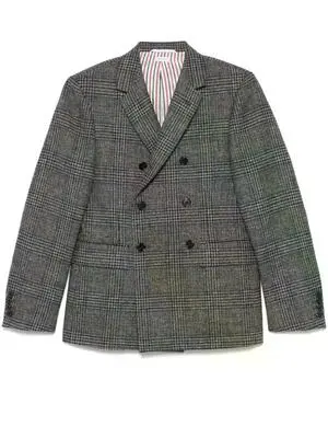 Thom Browne Prince Of Wales-check Blazer - Grey