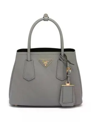 Prada Double Small Saffiano Leather Tote Bag - Grey