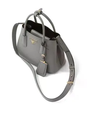 Prada Double Small Saffiano Leather Tote Bag - Grey