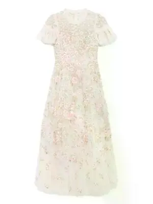 NEEDLE & THREAD Floral Embroidered Tulle Dress