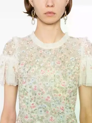NEEDLE & THREAD Floral Embroidered Tulle Dress