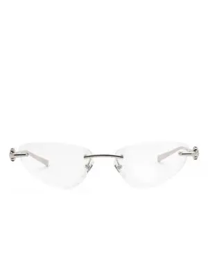 Gucci Logo-engraved Rimless Glasses - Silver