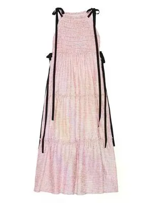 GANNI Smocked Tiered Dress