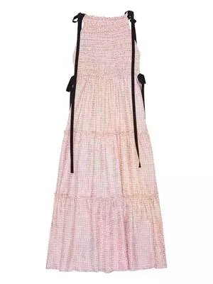 GANNI Smocked Tiered Dress