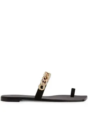 GIUSEPPE ZANOTTI Berenicee Chain Leather Sandals - Black