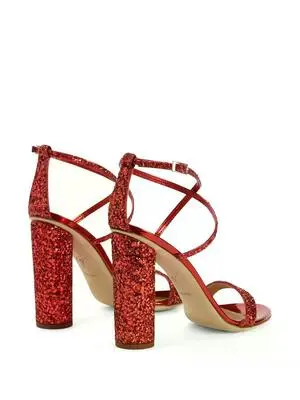 GIUSEPPE ZANOTTI 110mm Tara Glitter Sandals - Red