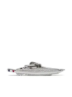 Thom Browne Feather-motif Brooch - Silver