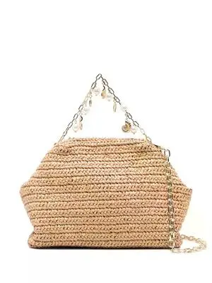 SELF-PORTRAIT Charm-detail Raffia Clutch