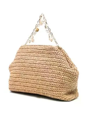SELF-PORTRAIT Charm-detail Raffia Clutch