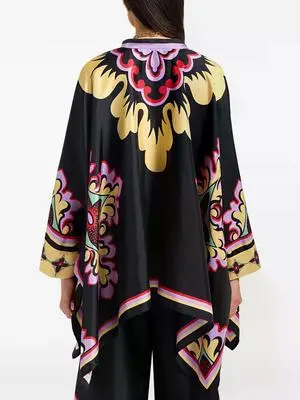 La DoubleJ Floral Print Cape - Black