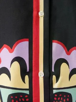 La DoubleJ Floral Print Cape - Black