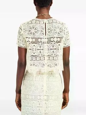 La DoubleJ Lace-embroidered Cropped Top - Yellow