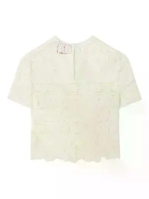 La DoubleJ Lace-embroidered Cropped Top - Yellow
