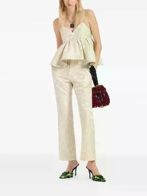 La DoubleJ Floral-jacquard Trousers