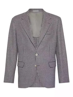 Brunello Cucinelli Houndstooth Blazer - Red
