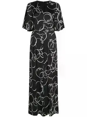Karl Lagerfeld Circle-print Wide-leg Jumpsuit - Black