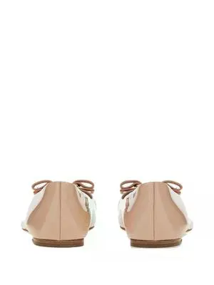 FERRAGAMO Varina Bow-detail Patent Ballet Flats - Neutrals