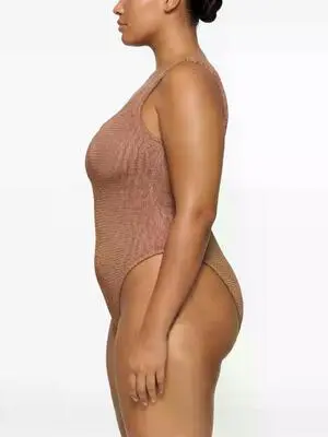 Hunza G Open-back Crinkled-finish Swimsuit - Brown