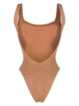 Hunza G Open-back Crinkled-finish Swimsuit - Brown