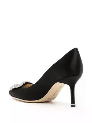 Manolo Blahnik Calf Leather 70mm Hangisi Crystal-buckle Pumps